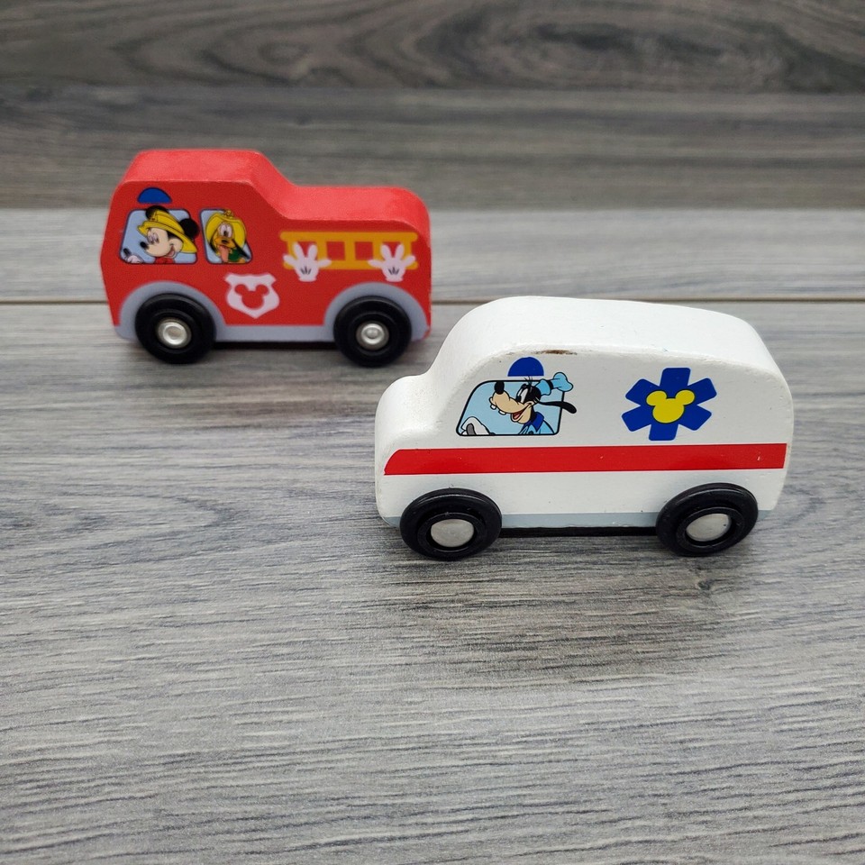 Melissa & Doug Disney Mickey Mouse Wooden Ambulance Set Firetruck Fire ...