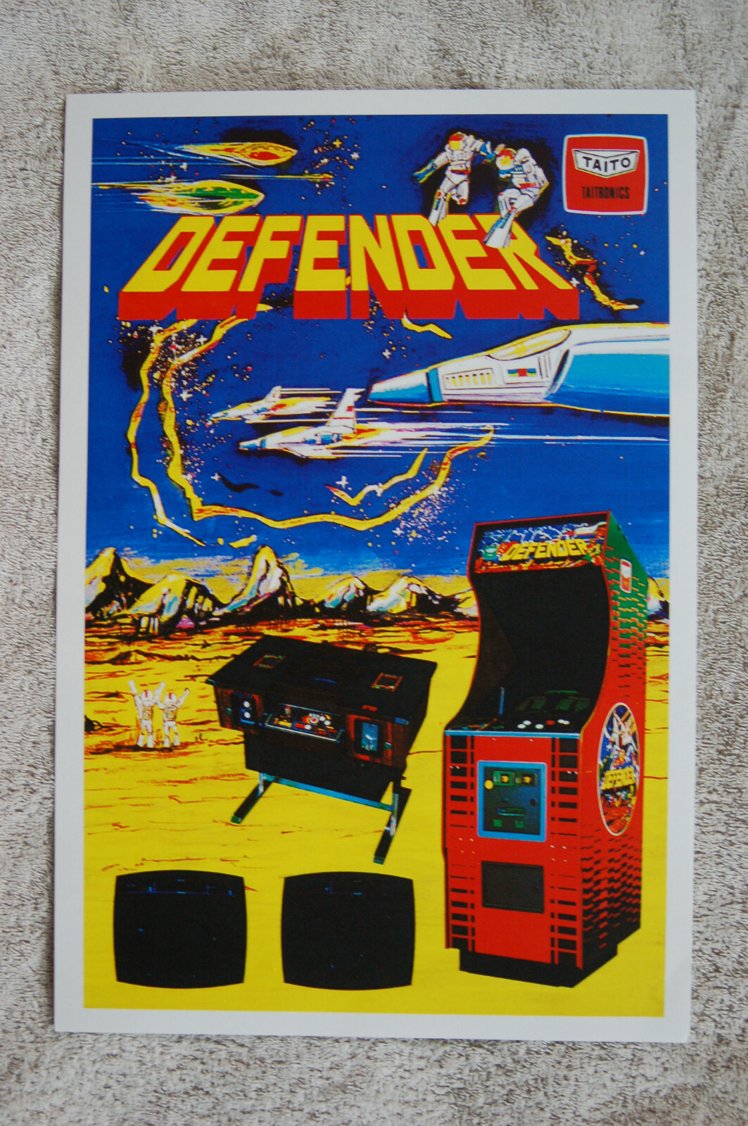 Defender Arcade Video Game promotional poster #1 1980s | eBay