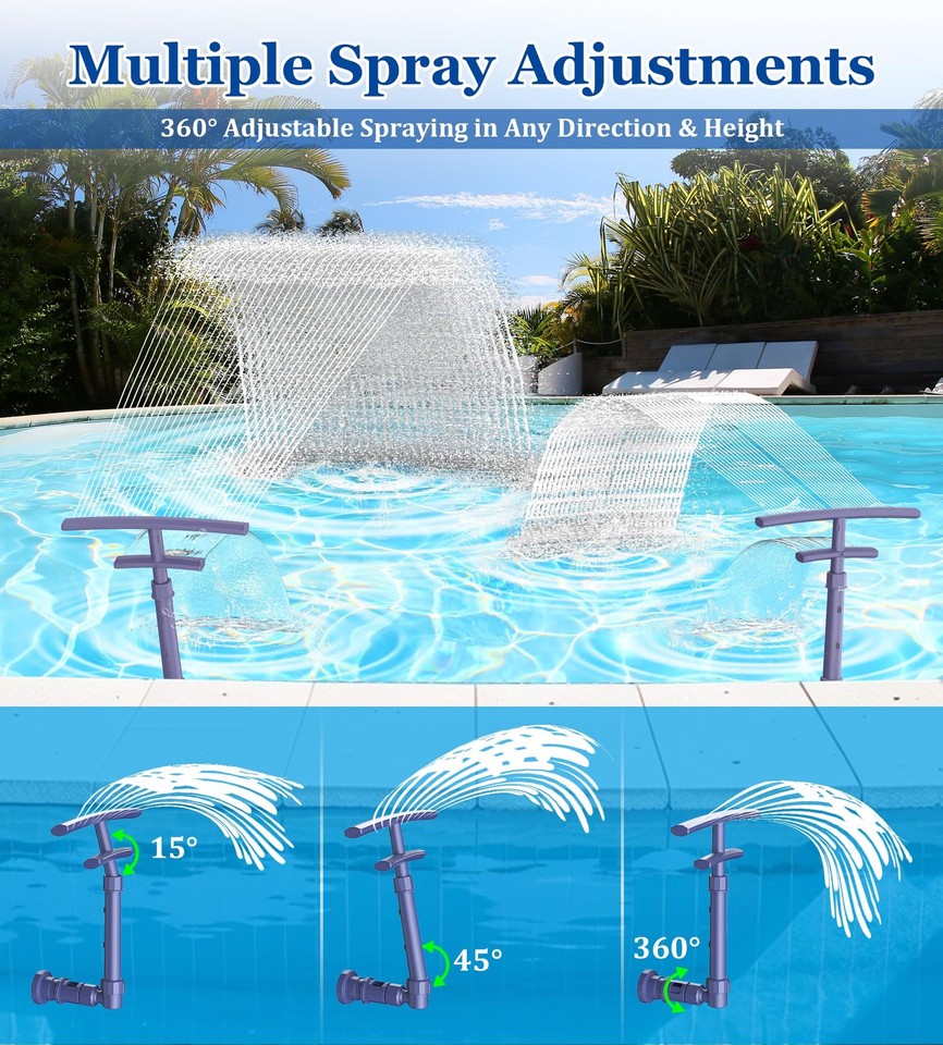 Pool Fountain for Above and Inground Pools, 2 in 1 Dual Spray Pool ...