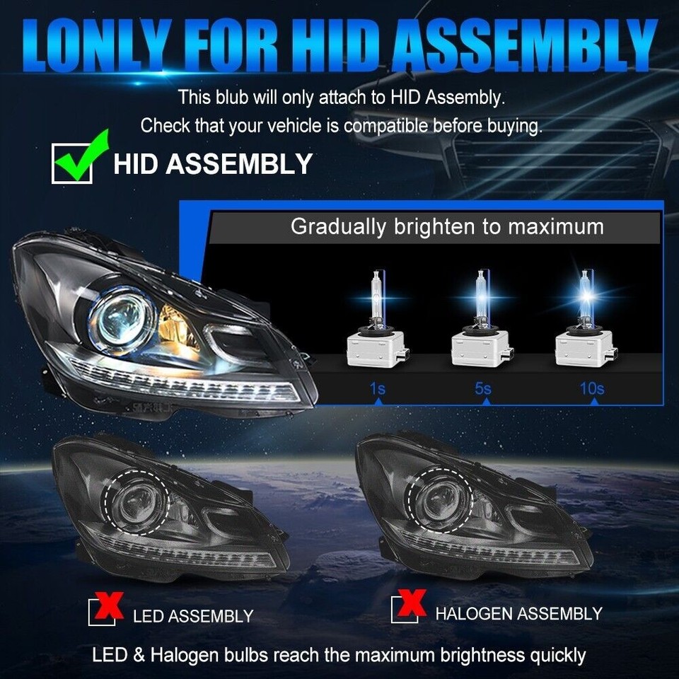 2PCS NEW D3S D3R 6000K WHITE BRIGHT 35W HID XENON LIGHT BULBS SET ...