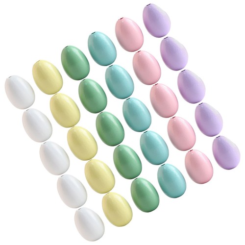 60 Pcs DIY Wooden Bead String Baby Craft Beads Egg Shaped for Jewelry ...