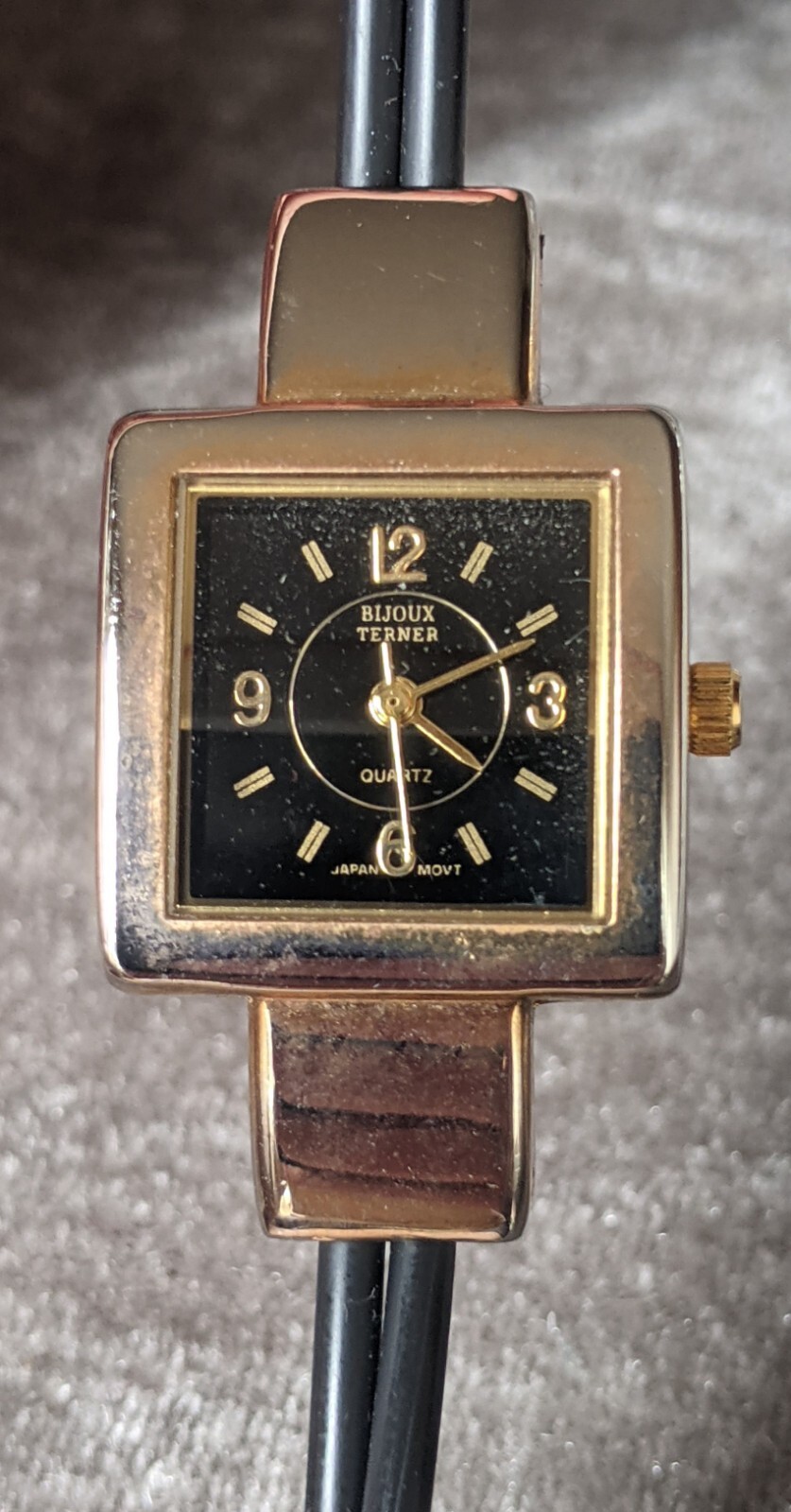 Bijoux Terner Women's Square Gold Tone Quartz Watch with Black Dial | eBay