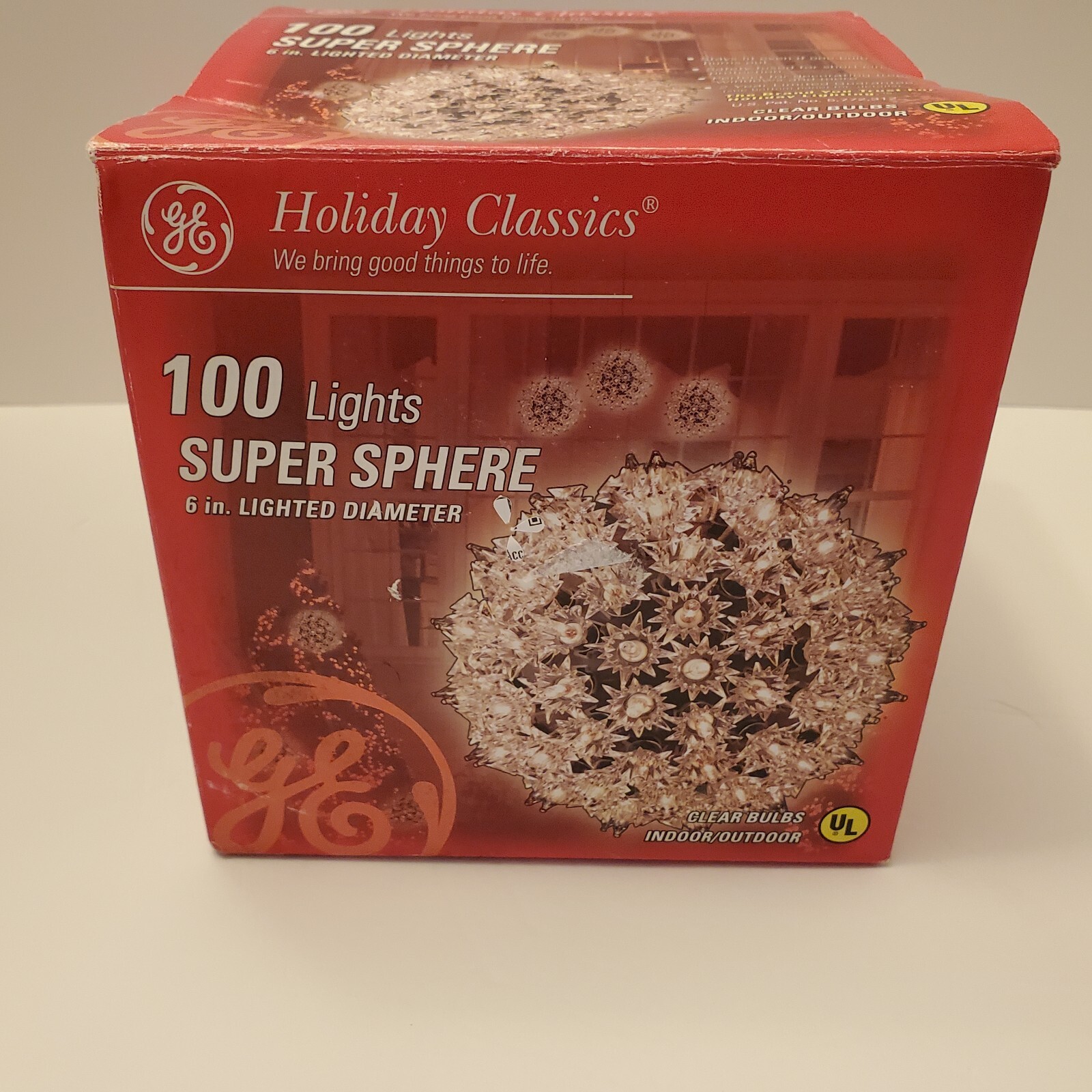GE Holiday Classics 100 Light Super Sphere 6" Diameter Clear Indoor ...