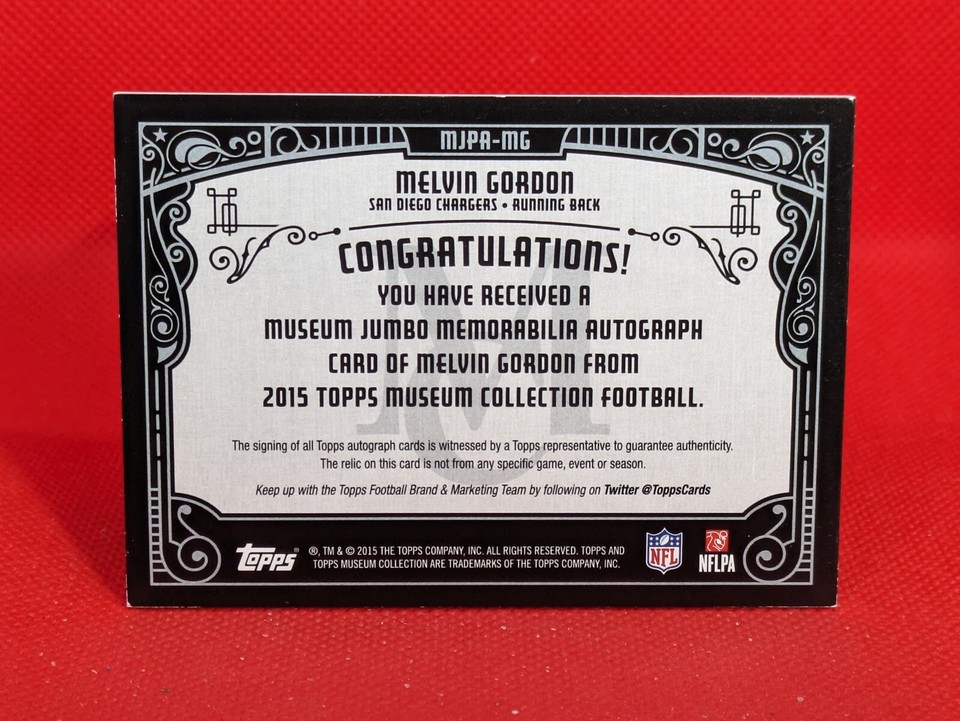 2015 Topps Museum Copper Melvin Gordon Jumbo Patch Autograph RC ***7/15 ...