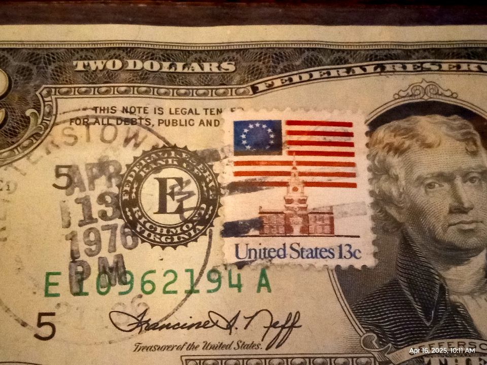 SALE - 1976 Two Dollar Fed Reserve Note $2 w/Postage Stamp, Day and Year. Crisp | eBay