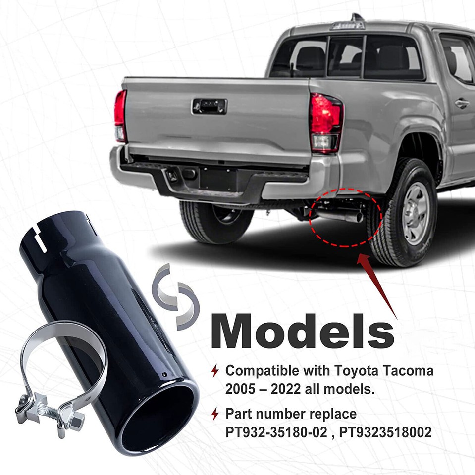 Fits For 2005-2023 Toyota Tacoma Black Chrome Exhaust Tip OEM PT932 ...