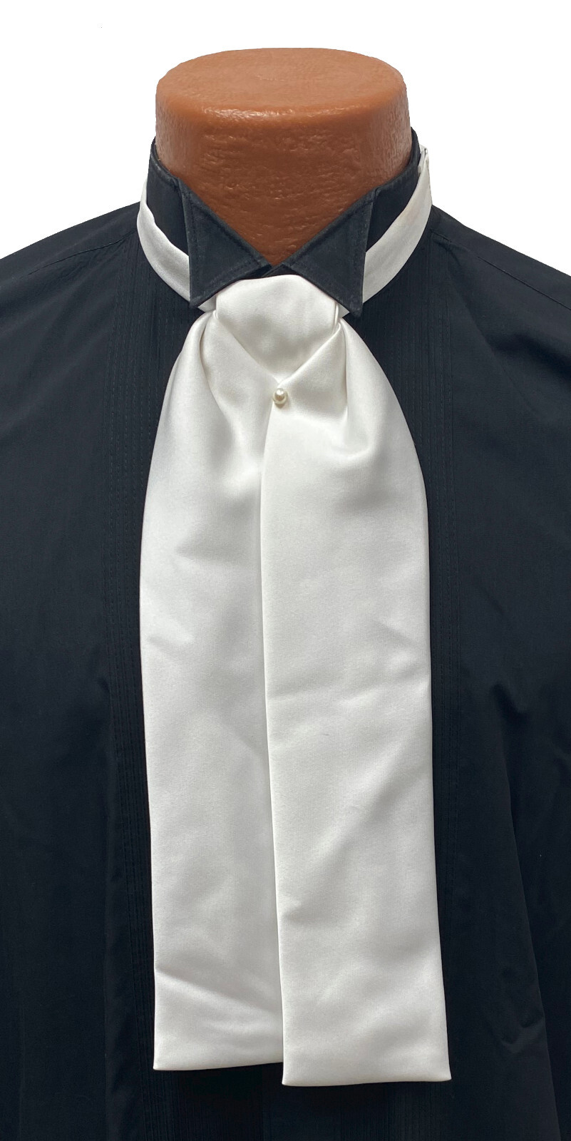 Men's White Satin Ascot Cravat Tie with Pin Formal Vi… - Gem