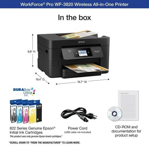 Epson WorkForce Pro WF-3820 Wireless All-in-One Color Inkjet Printer | eBay