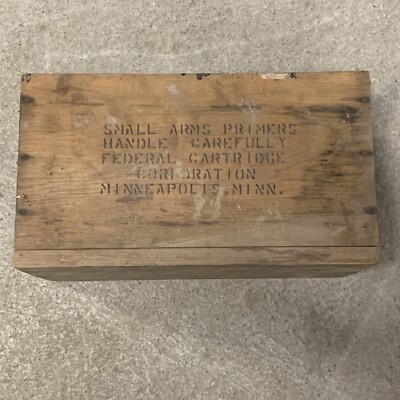 FEDERAL SMALL ARMS AMMUNITION Primers WOODEN AMMO BOX - Nice Decorative ...