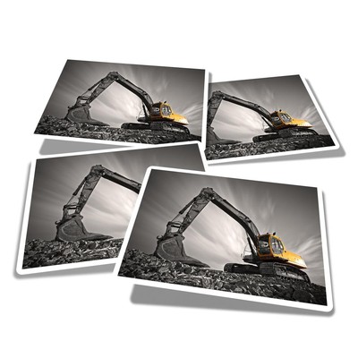 4x Vinyl Stickers 360 Excavator Construction Machine Digger #50005 | eBay