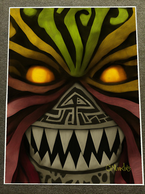 Tribal Demon Mask with Glowing Yellow Eyes Poster 18x24in | eBay