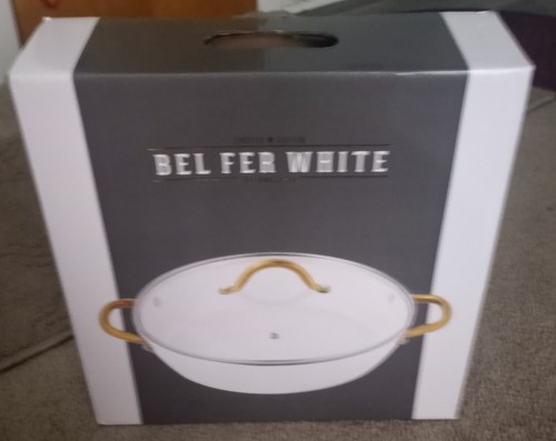 Bel Fer White 11.8 Covered Saute Pan With Lid Cast Iron & Aluminum ...