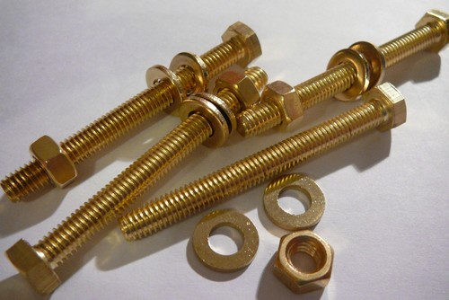 M6X60 BRASS HEX HEAD BOLTS NUTS & WASHERS (PACK 0F 4) BRASS SET SCREWS ...