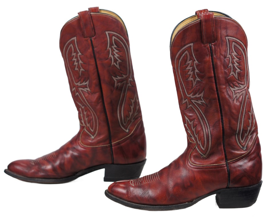 Tony Lama Marbled Red Mahogany Cowboy Western Boots Vintage El Paso TX ...