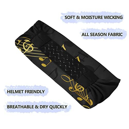 Golden Music Note Headband for Women Elastic Headwraps Hair Band ...