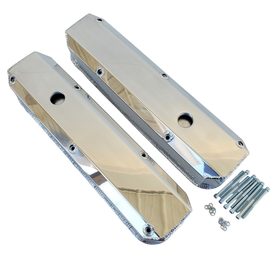 Fits Small Block Mopar Fabricated Polished Aluminum Valve Covers Dodge ...