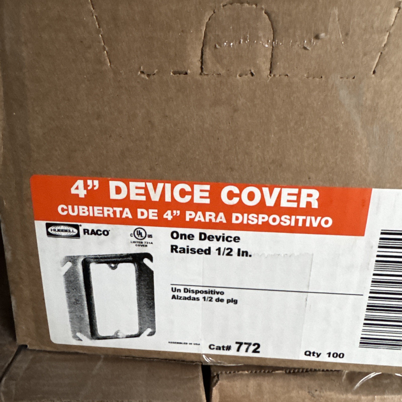 (100) Hubbell RACO 772 Device Cover Plaster Ring 4" Raised 1/2" One ...
