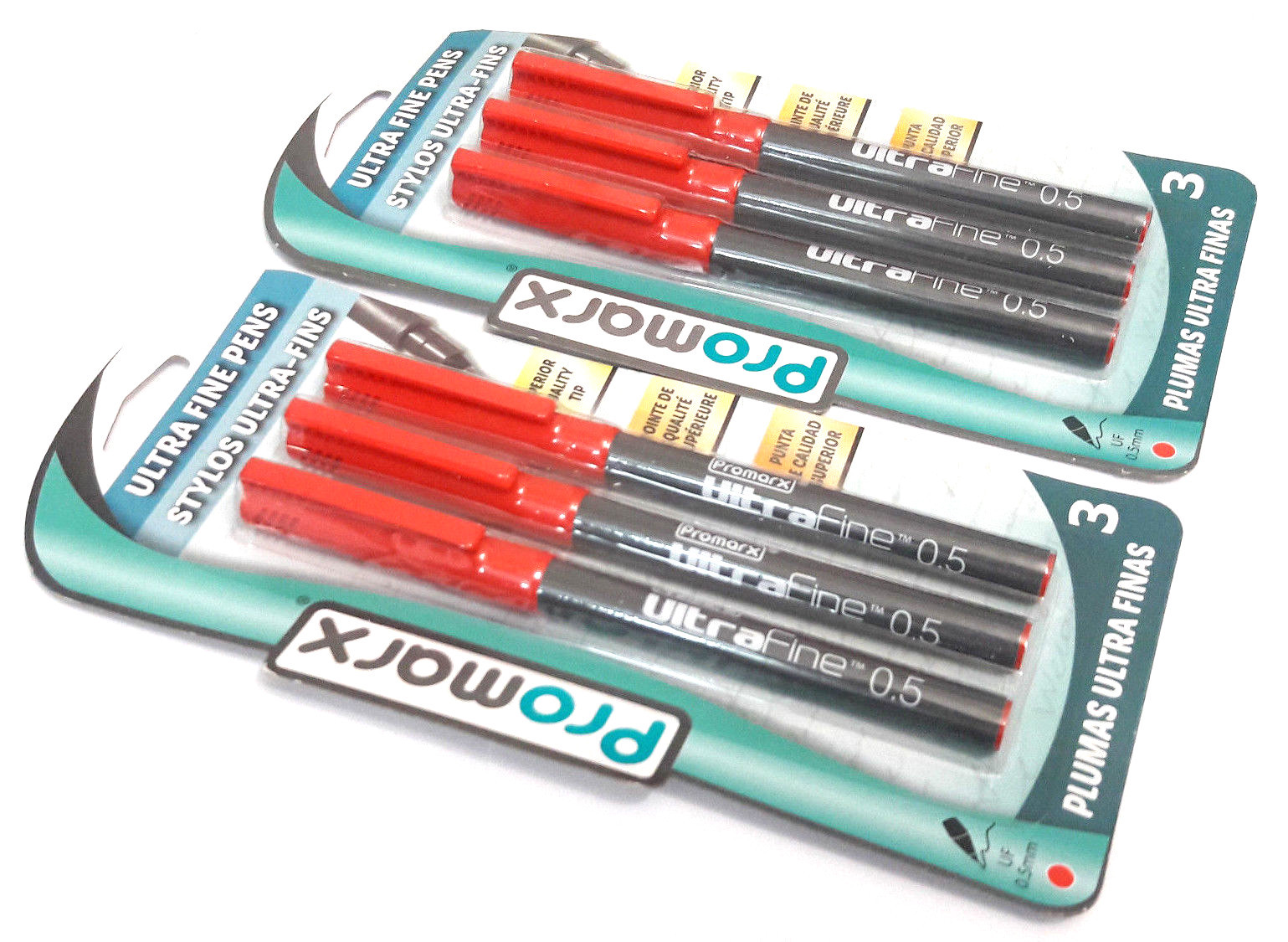 2 PACKS 6 PENS Promarx® ULTRA FINE PENS PRECISE AND VIVID LINES RED INK ...