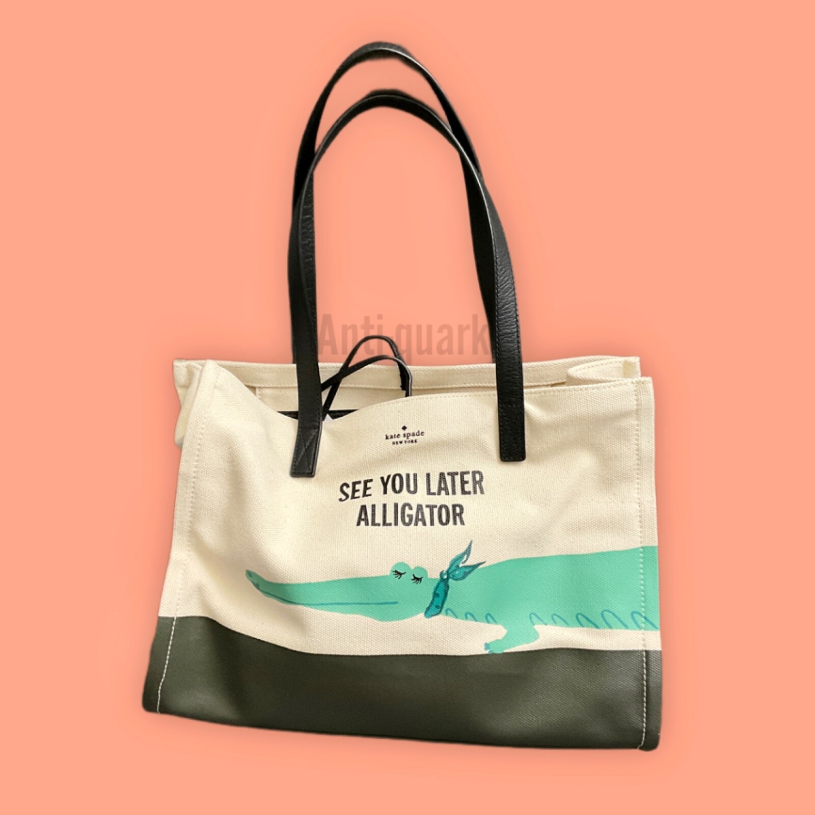 KATE SPADE SWAMPED ALLIGATOR CROCODILE MEGA CANVAS TOTE 2+ DISCOUNT | eBay