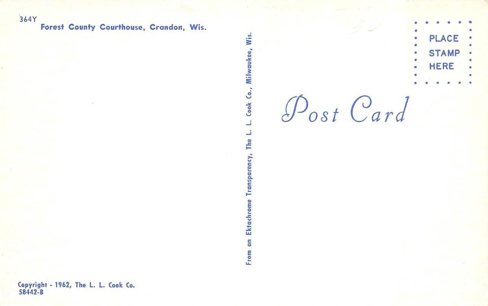CRANDON, WI Wisconsin FOREST COUNTY COURT HOUSE Courthouse 1962 ...