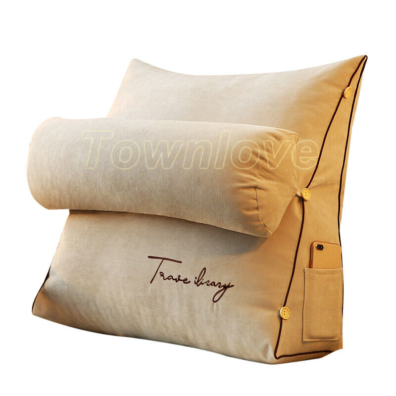 Velvet Triangle Reading Pillow Backrest Cushion Sofa Bed Wedge Pillows ...