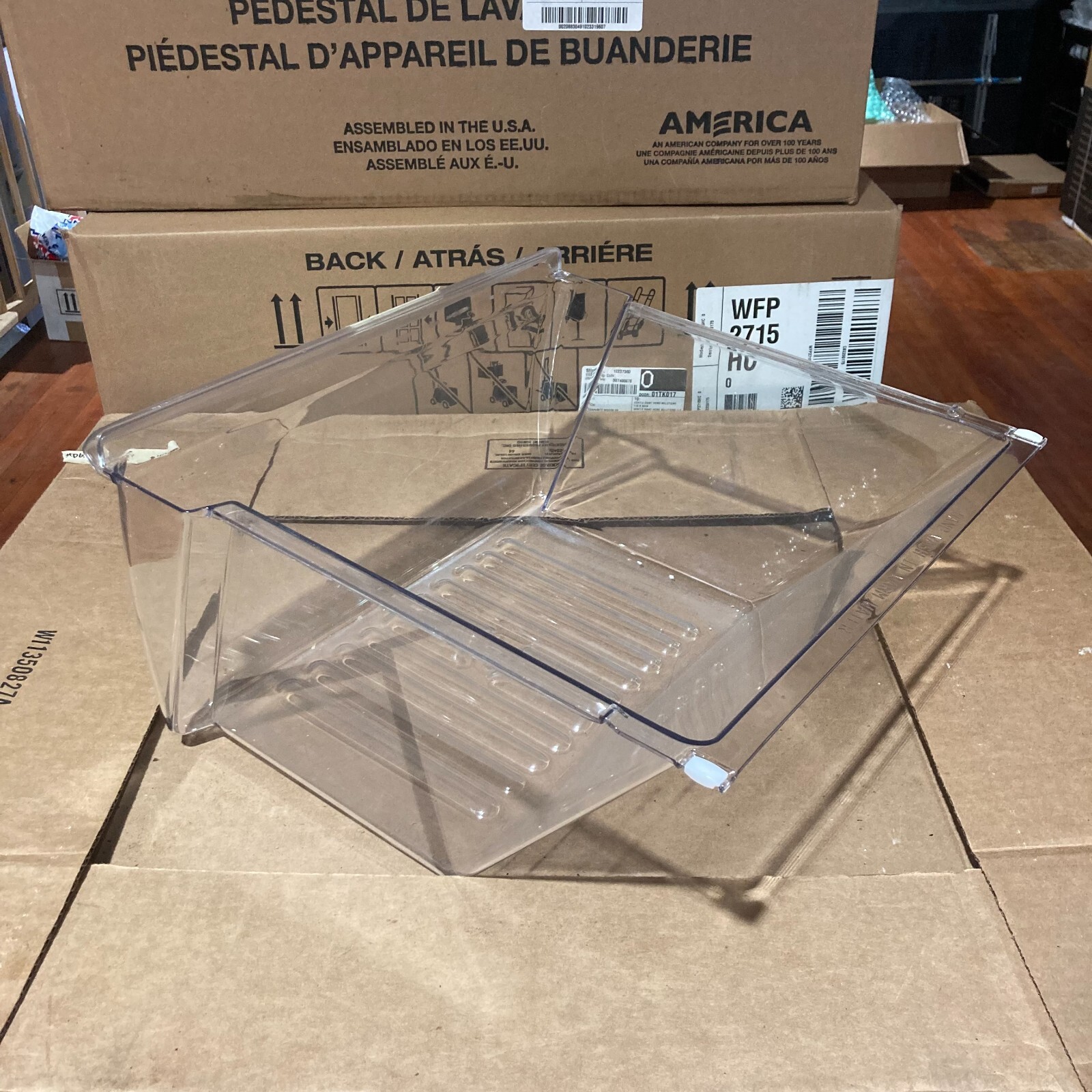 Used, Plastic, Clear, Lower Crisper Drawer for Frigidaire PN# 240351209 ...