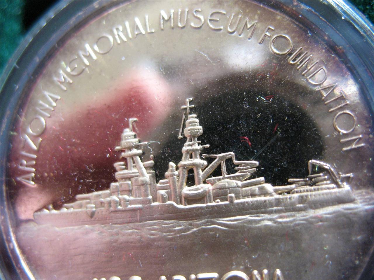 1+.OZ.999 RARE USS ARIZONA SHIP SILVER COIN WWII DEC 7 1941 PEARL ...