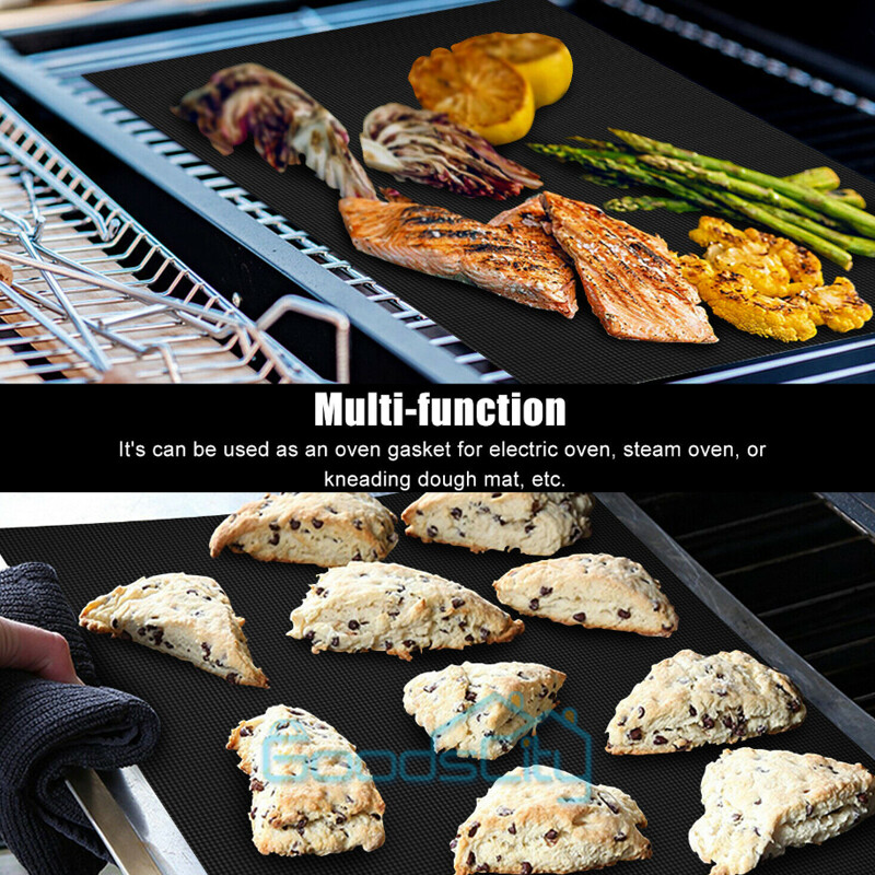 100% Non-Stick BBQ Grill Mats Set of 10 Cooking Baking Reusable ...