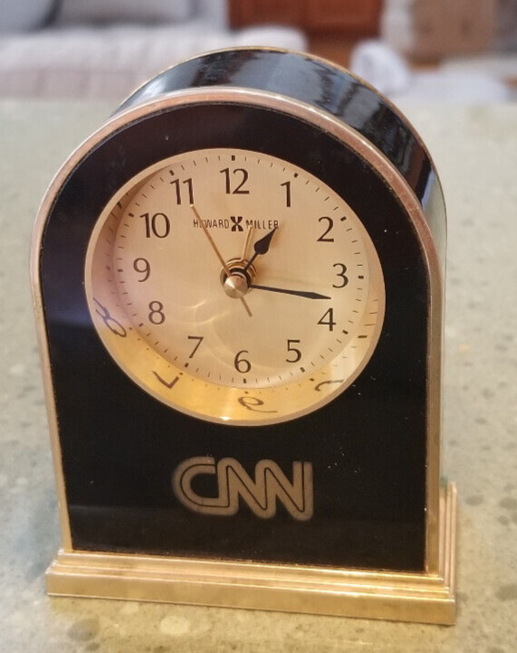 CNN Executive DESK CLOCK Black & Gold by HOWARD MILLER Quartz Battery 3 ...