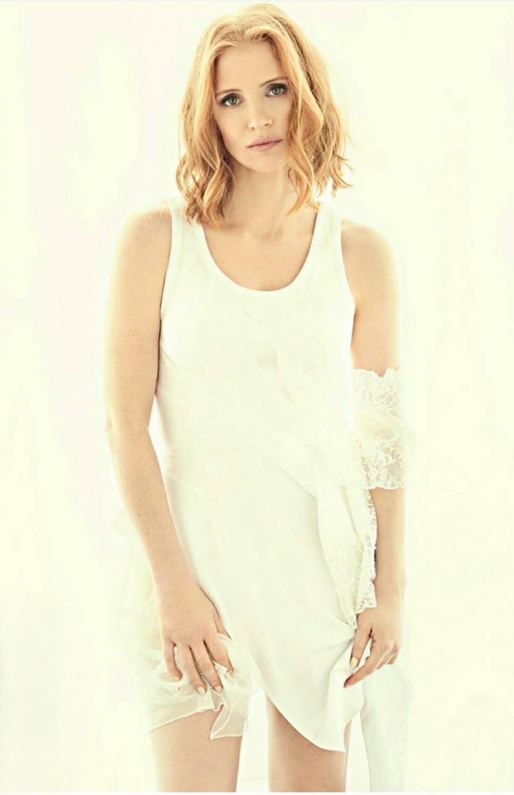 Jessica Chastain In White Dress Posing For Magazine 11x17 | eBay UK