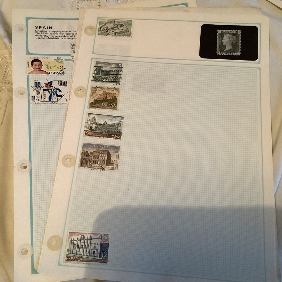 Vintage Spain Stamp Collection On Album Pages | eBay UK
