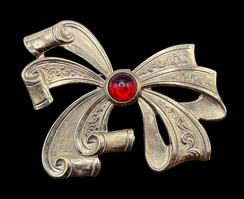 Large Brooch Pin Red Center Cabochon J28 | eBay