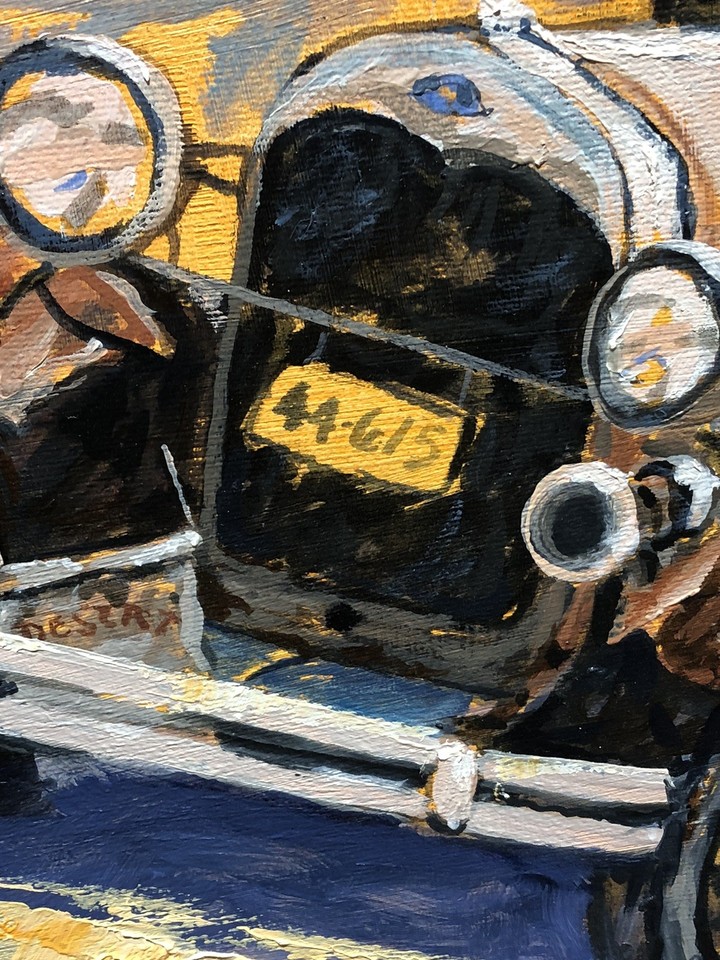 Oil Painting Old Traveling Car-Framed Art-D. Schaefer | eBay