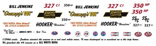 Bill Jenkins Grumpy's Toy Nova 1/25th - 1/24th Scale Decals Drag NHRA ...