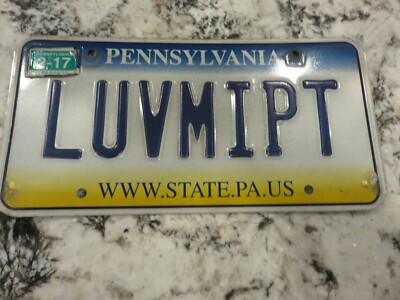 VTG Pennsylvania Vanity Personalized LUVMIPT License Plate Expired 2017 ...