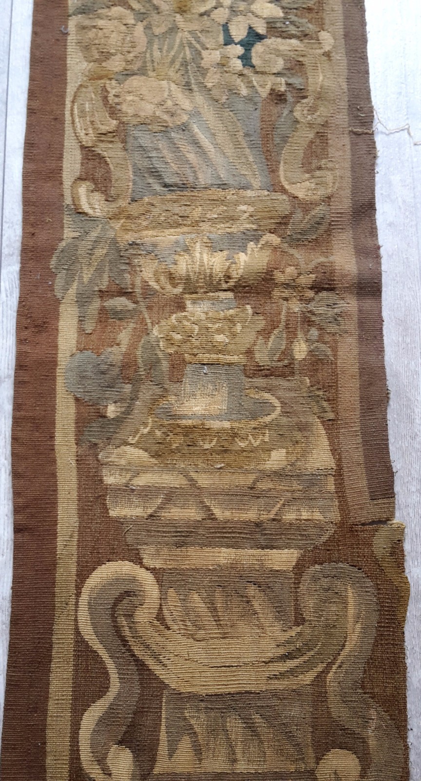 An Antique Tapestry Border with Vase and Flowers. | eBay