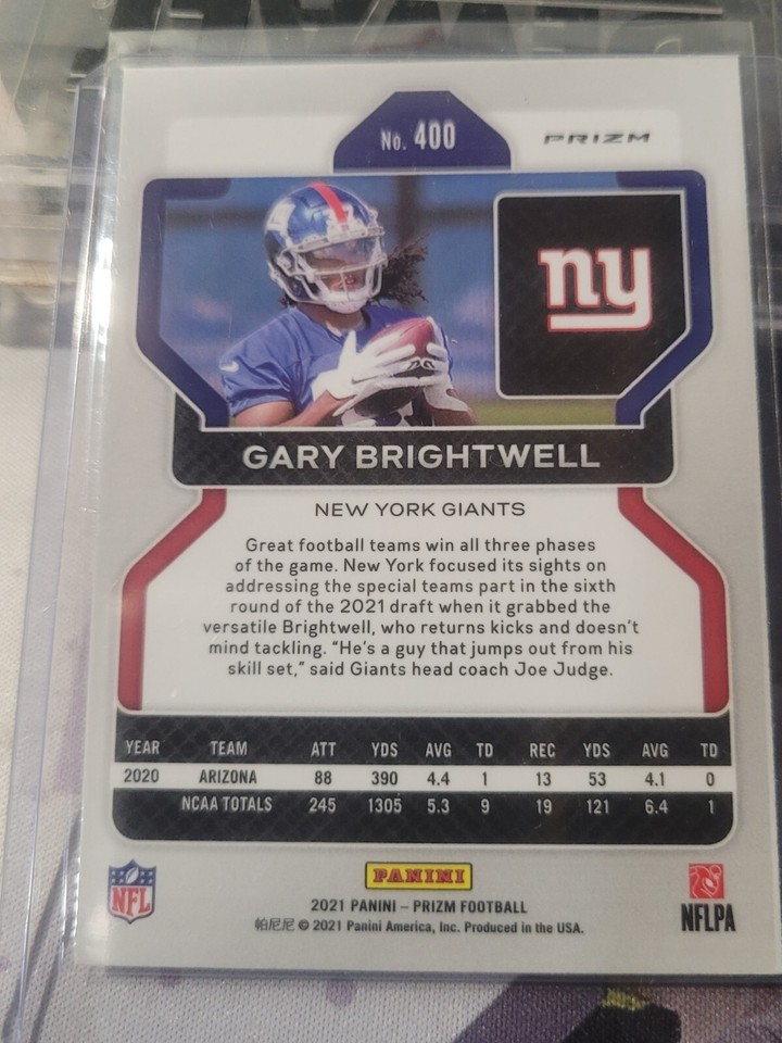 2021 Prizm RC Gary Brightwell SP Orange Lazer Rookie Card #400 Giants ...