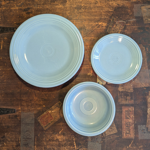 Fiestaware 3pc dinner place setting Homer Laughlin Periwinkle Blue ...