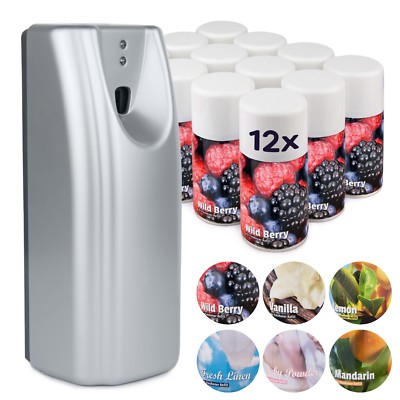 AUTOMATIC DISPENSER AIR FRESHENER & 12 AEROSOL REFILL CANS COMMERCIAL ...
