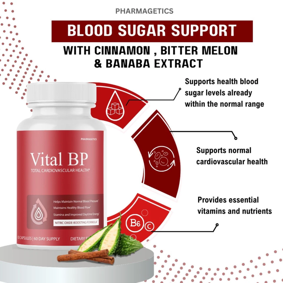 6 pack Vital BP Blood Support for Blood Flow Supplement - 60 Capsules ...