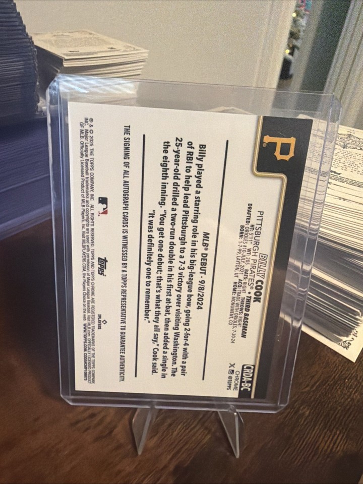 2025 Topps Chrome Update Rookie Debut Billy Cook Blue On Card Auto /150 ...