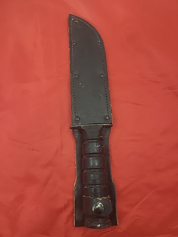 US CAMILLUS Mark 2 MK2 Military Fighting Combat Knife, W/Leather Sheath ...