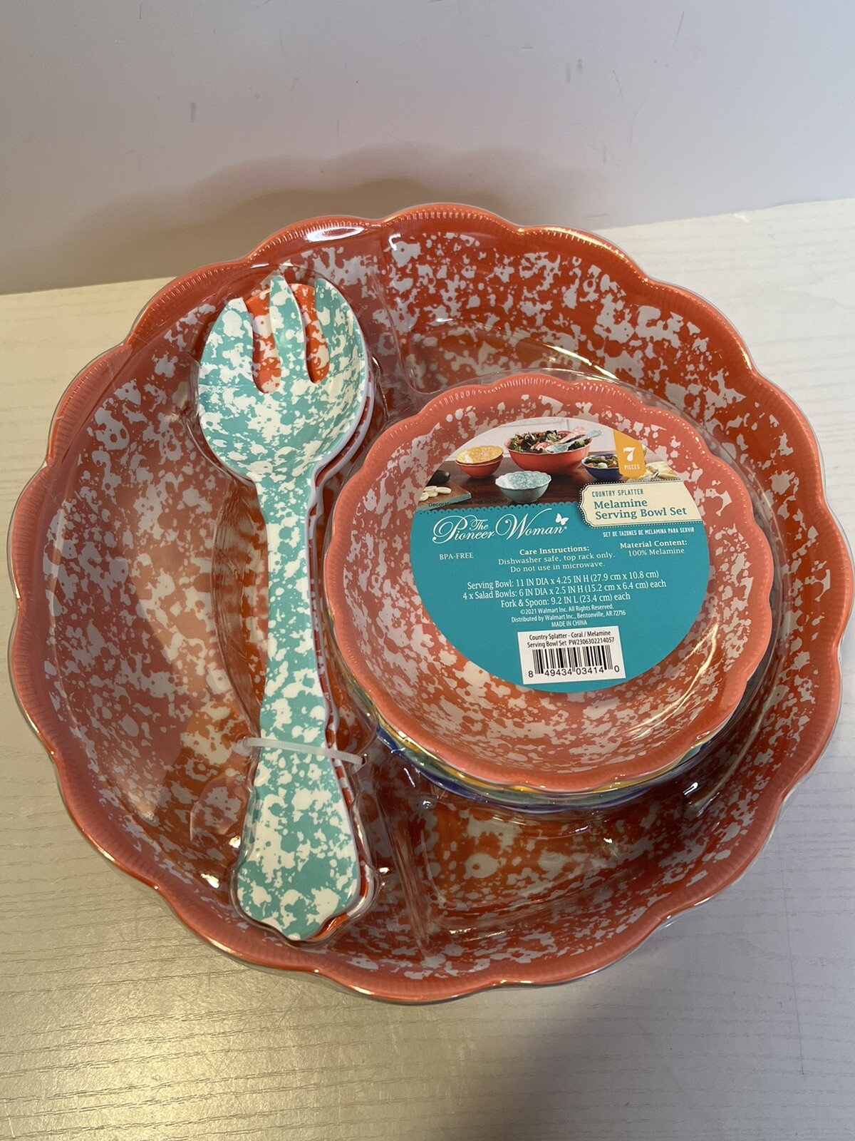 The Pioneer Women Country Splatter Melamine Serving Bowl Set 7 Piece | eBay