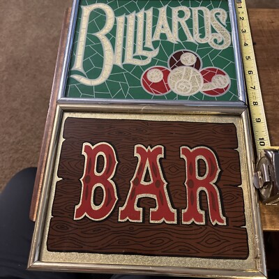 Foiled VINTAGE BILLIARDS SIGN BAR METALIC GOLD DECOR And VintageBar ...
