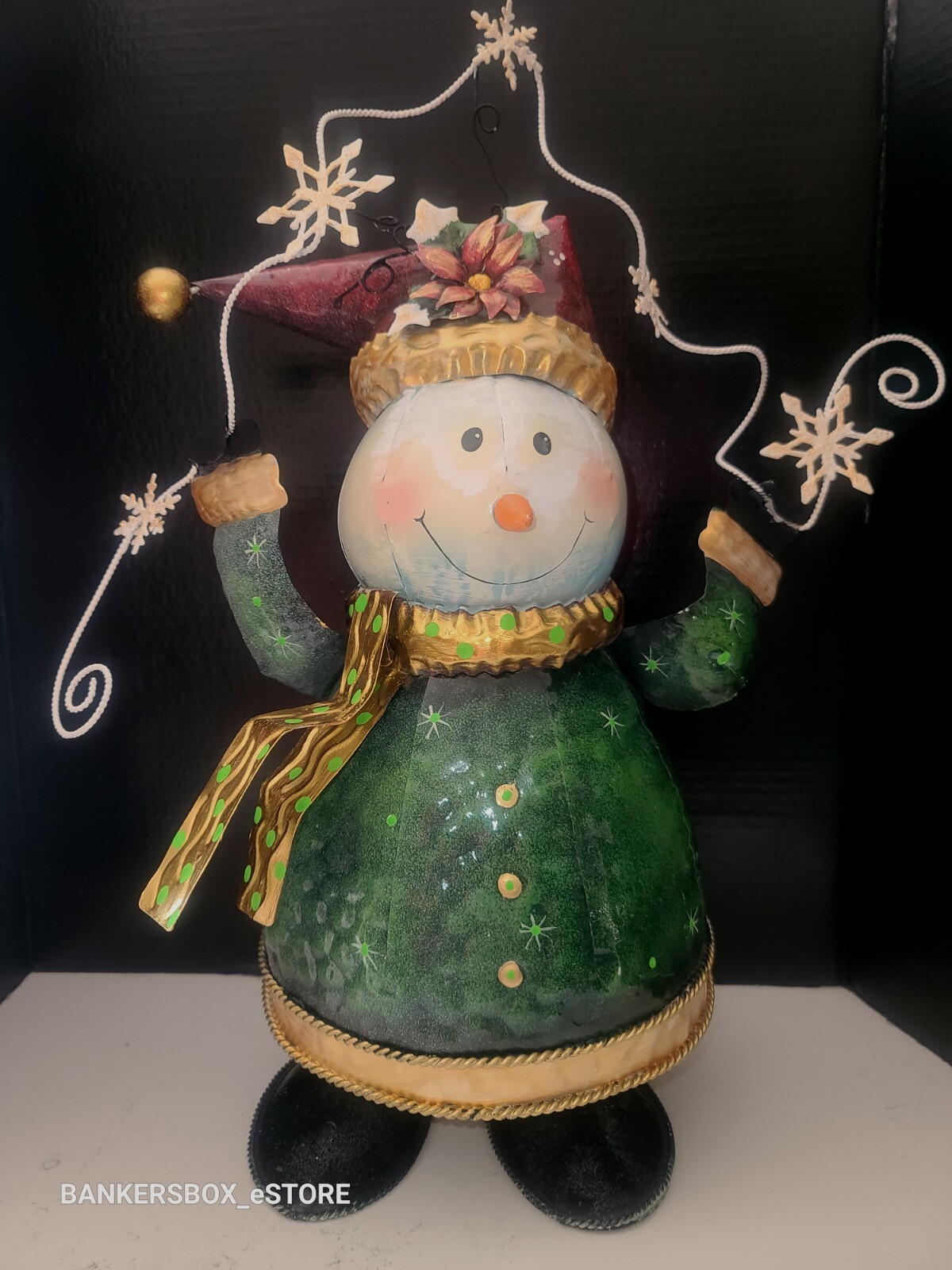 Whimsical Metal Wobble Wiggle Hand Painted Snowman Holiday Decoration ...