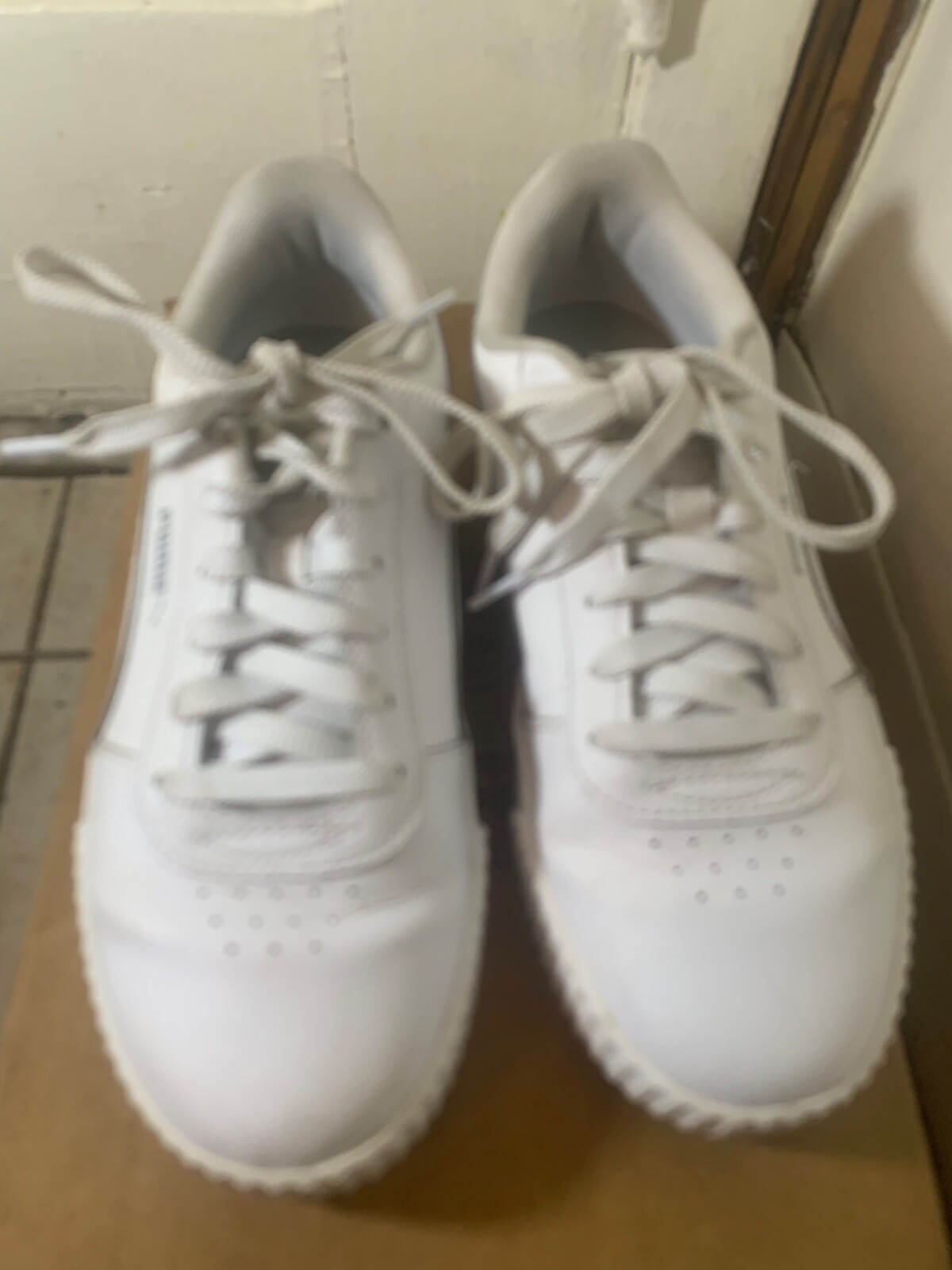 PUMA Smash Platform V2 Triple White Women's Sneakers,… - Gem