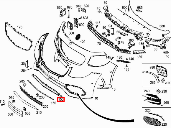 OEM Mercedes-Benz E W213 Front Bumper Lower Trim Grille A2138850100 ...