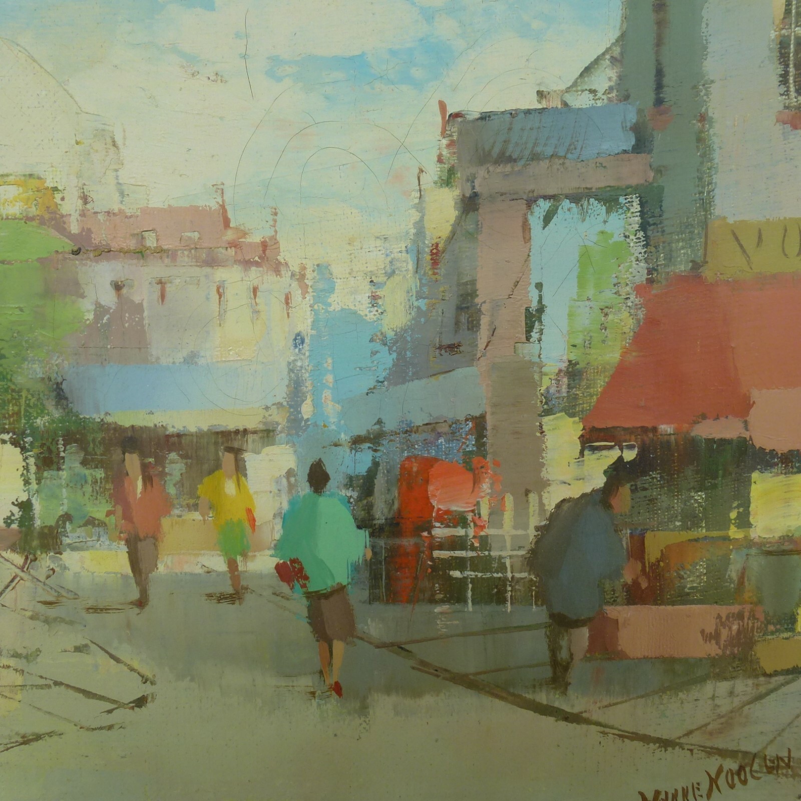 HARRY KOOLEN 1904-1985 SIGNED OIL PAINTING BUSY TOWN SCENE * DUTCH ...