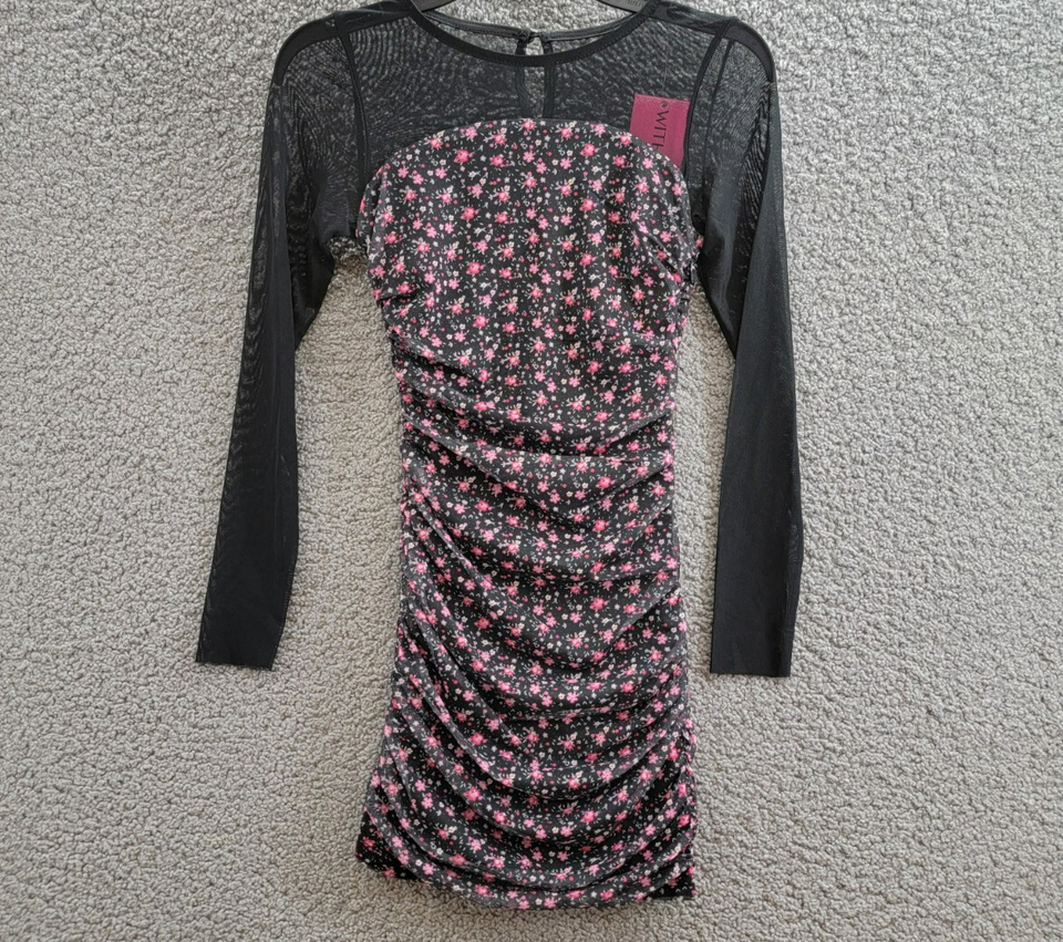 With Jules Long-Sleeve Printed Mesh Combo Dress Big Girls S Black Multi ...