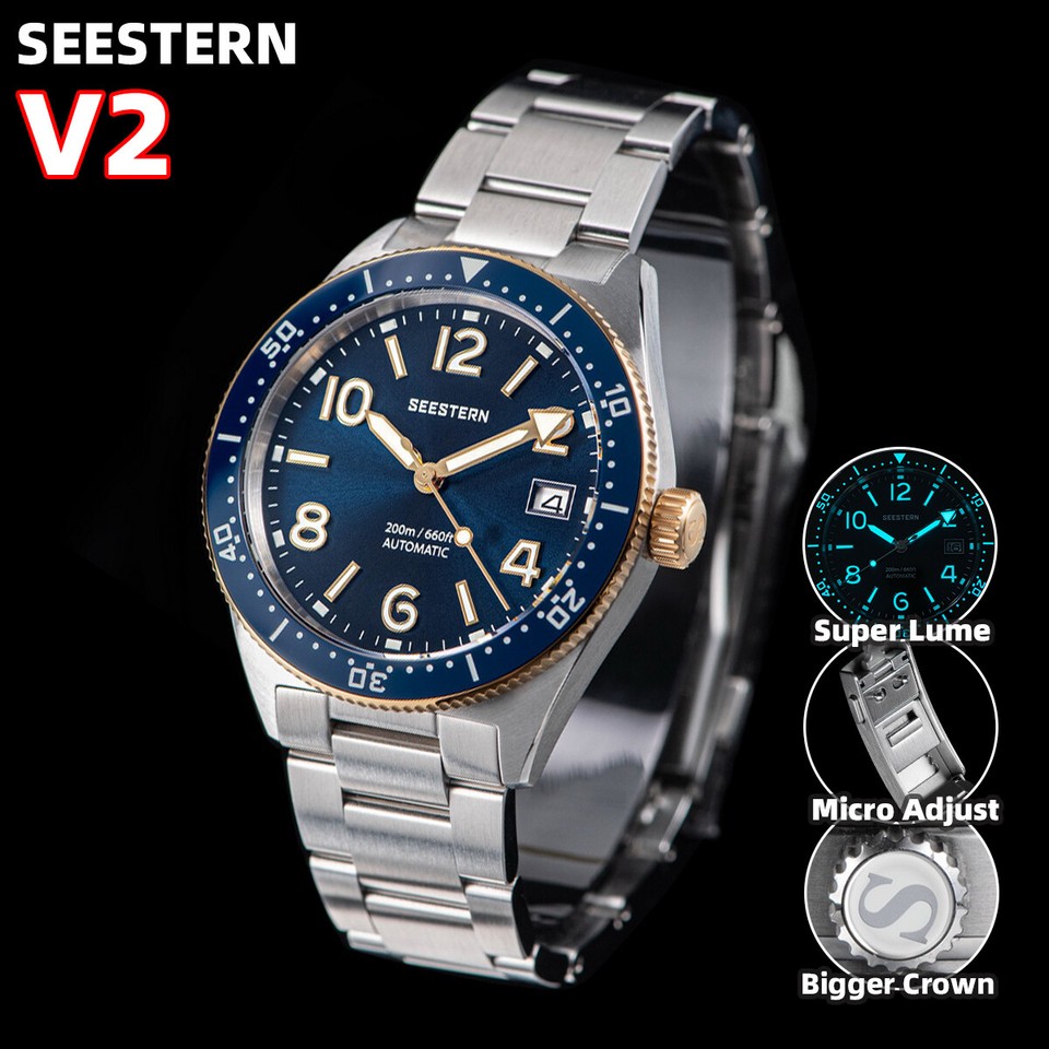 2024 SEESTERN Diver Men's Watch Automatic Mechanical 20ATM Sapphire ...